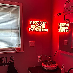 Please Dont Do Coke in The Bathroom Neon Sign for Bathroom Wall Décor, LED Neon Bar Signs for Home Bar, Man Cave Sign Wall Art for Home Décor, Party, 18x10”, Red