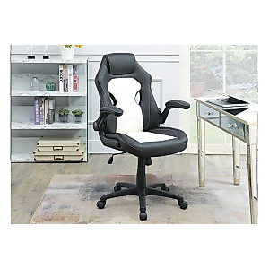 Aienid Fabric Black White Office Chair Upholstered 1Pc Comfort Chair Relax Gaming Office Chair Work