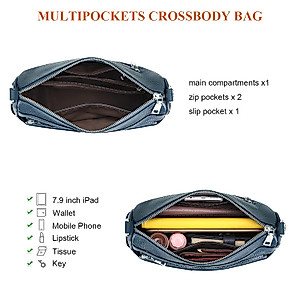 Over Earth Genuine Leather Shoulder Bag Small Crossbody Handbags for Women Ladies Purse(O131E Black)