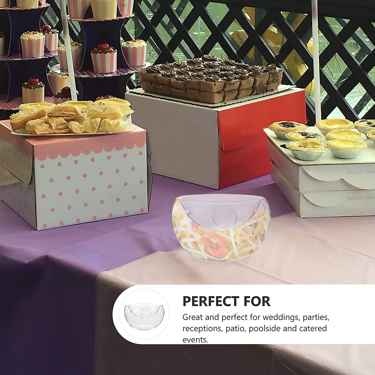 Yardwe Glass Salad Bowl Set with Ice Chiller Base Cold Serving Dish Set with Ice Chamber Dry Ice chilled serving bowl Double Salad Transparent Bowl for Chilled Pasta Fruit Salad (13X13X7. 8CM)