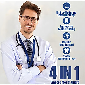 Sincere Moldable Mouth Guard for Teeth grinding & clenching at Night, Dental Night Guard, Bite Guard for Teeth Clenching Nighttime, Teeth protection for Sleep, 2 Sizes, Pack of 8 with 2 Travel Cases