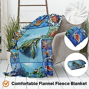 Turtle Blanket Adult Sea Turtle Blankets and Throws for Turtle Lovers Ocean Animals Coastal Throw Blanket for Teen Girls Women Soft Lightweight Flannel Gifts Blanket for Couch Sofa, 40''x50''