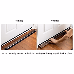 deeTOOL MAN Door Draft Stopper 36" : One Sided Door Insulator with Hook and Loop Self Adhesive Tape Seal Fits to Bottom of Door/Under Door Draft Stopper (Brown)