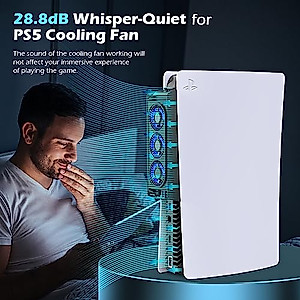 for PS5 Cooling Fan with Led Light, Quiet for PS5 Fan Cooling Fan HUIJUTCHEN for PS5 Cooler Cooling Fan for Playstation 5 Fan with 3 Small Fans 3.0 USB Port 2 Fan Speed Setting Fan