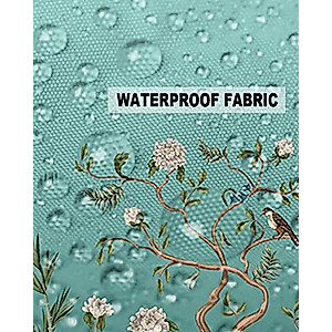 Pack of 2 Waterproof Outdoor Pillow Covers, Floral and Birds Decorative Throw Pillow Covers Square Pillowcases Cushion Covers for Patio Garden 16x16 Inch Abstract Art Ombre Blue and Green