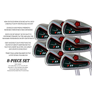 T11 Power Back Tall Iron Set 4-SW Custom Made Golf Clubs Right Hand Regular R Flex Steel Shafts Jumbo Golf Grips +2" Longer Men's Standard Irons