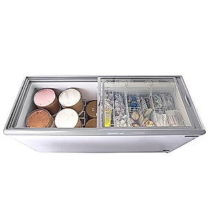 Maxx Cold MXDC-12 Commercial Ice Cream Dipping Cabinet Freezer with Curved Glass, Holds up to Twenty Two (22) Flavor Tubs, 70-Inch, White