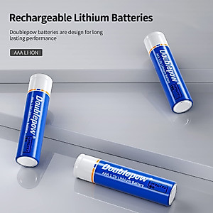 Doublepow AAA Lithium Batteries with LCD Battery Charger,Lithium AAA Batteries with 4 Slot Individual Battery Charger,Rechargeable AAA Battery,Triple AAA Batteries,8 Pack of AAA Rechargeable Battery