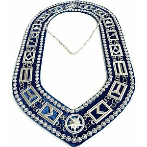 RIAZ IMPEX Masonic Regalia Blue Lodge Chain Collar with Rhinestone