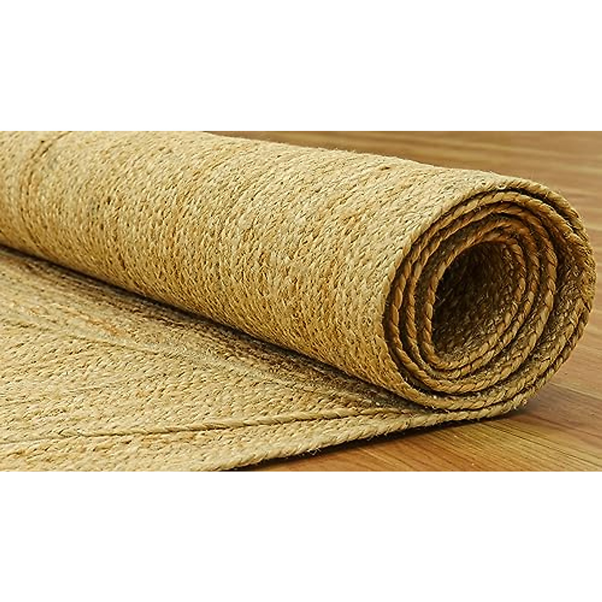 CASAVANI Collection Rectangular Area Rug - 4x6 Ft' Beige Braided Jute Rug Geometric Kilim Rug Indoor Outdoor Use Carpet Flatweave Rugs for Bedroom Dining Room Living Room