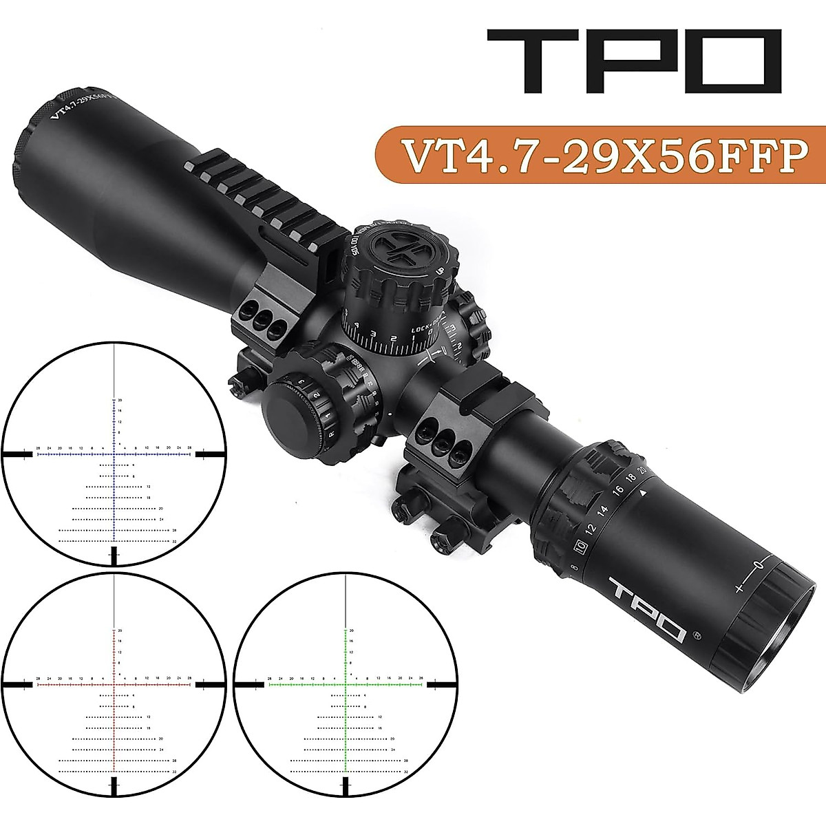 Sniper VT4.7-29X56FFP 35mm Tube First Focal Plane Rifle Scope, Side Parallax Adjustment