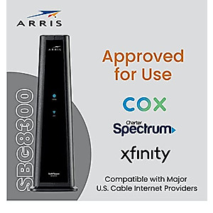 ARRIS SURFboard SBG8300 DOCSIS 3.1 Gigabit Cable Modem & AC2350 Wi-Fi Router | Comcast Xfinity, Cox, Spectrum & more | Four 1 Gbps Ports | 1 Gbps Max Internet Speeds | 4 OFDM Channels 2 Year Warranty