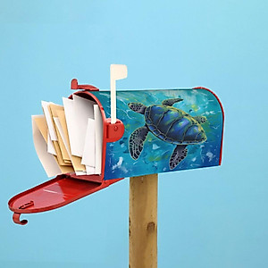 Turtle Ocean Magnetic Mailbox Covers, Mail Wraps Garden Yard Home Decor for Outdoor Standard Size 21x18 in