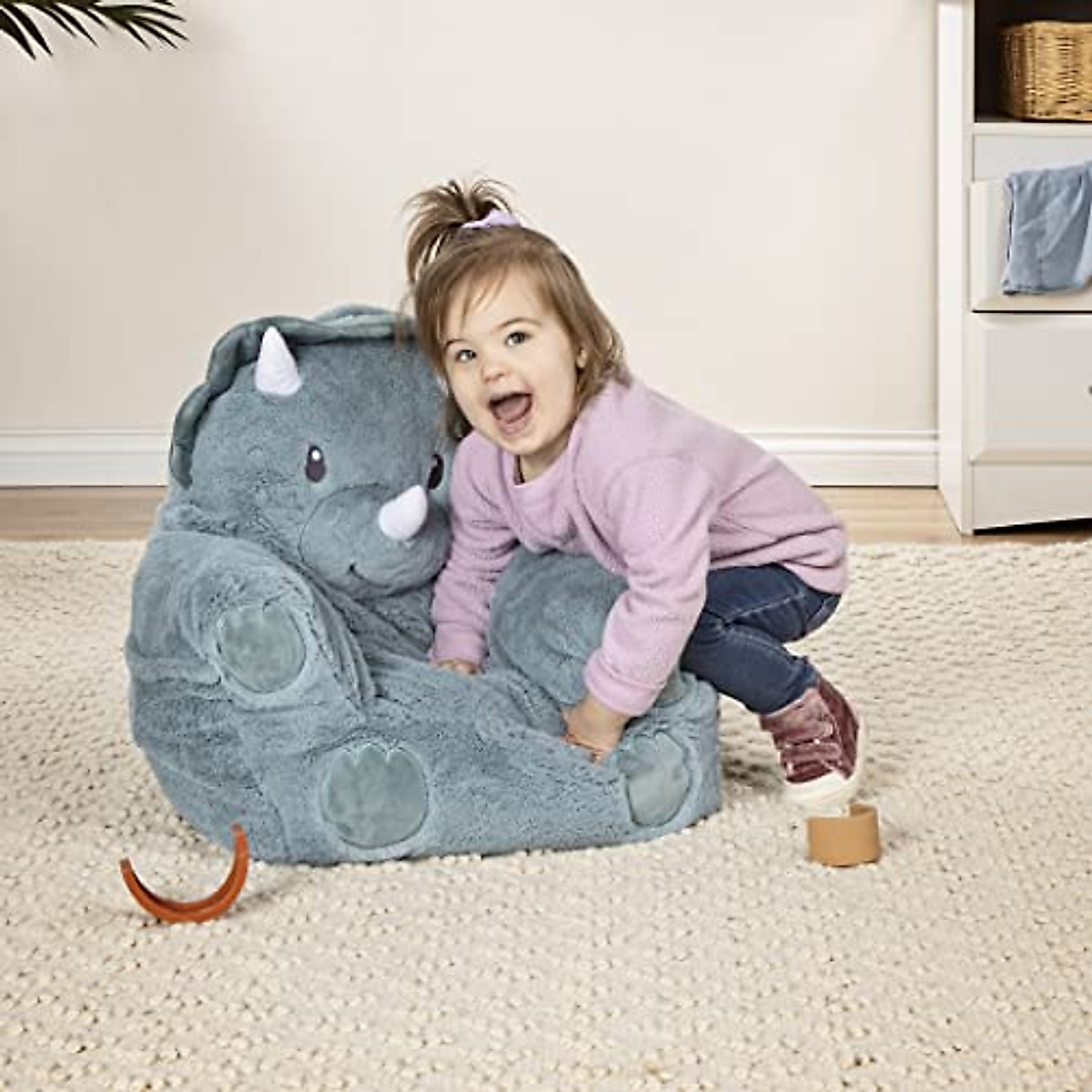 Cuddo Buddies Dinosaur Toddler Chair Plush Character Kids Chair Comfy Pillow Chair for Boys and Girls, 19 in x 20 in x 16 in