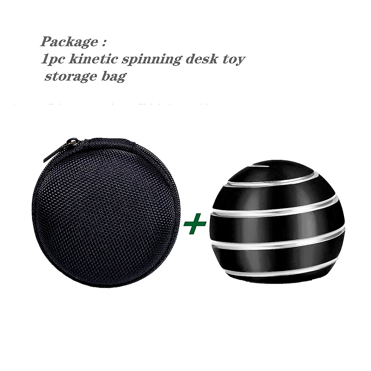Kinetic Desk Toys， Full Body Optical Illusion Spinner Ball， Large Longer Time Spinning Top, Ideal for Parties, Holidays, classrooms or for use as Office Toys-with Storage Bag