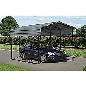 Arrow Carports Galvanized Steel Carport, Compact Car Metal Carport Kit, 10' x 15' x 9', Charcoal