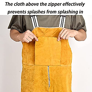 BAABJI Welding Suit, Leather Jacket, Cowhide Overalls, Flame Resistant, Foot Protection, Ideal for Electrician, Welder, Porter for Men Women,Blue,XL