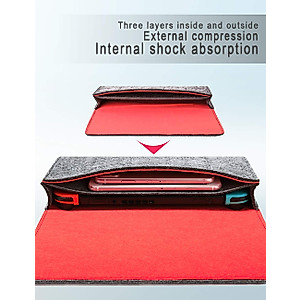 FNEIAE Switch Carrying Case, Ultra Slim Professional Protective Felt Pouch for Nintendo Switch with 5 Game Cartridges Holders - Light Grey