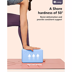 KEEP Yoga Block, High-Density EVA Foam 2 Pack Yoga Block with Non-Slip Textured Surface, Supportive, Lightweight - Ideal for Yoga, Pilates, and Stretching Exercises