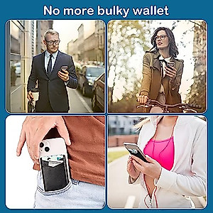 Fulgamo 2Pack Phone Wallet,Leather Phone Card Holder Adhesive Stick On Credit Card Pocket for Back of Phone Case iPhone and Android-Black