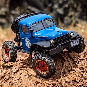 BEEZRC FMS RC Crwaler 1/24 Scale FCX24 Power Wagon RTR 4WD 2.4GHz 3CH Offroad RC Car Model Vehicle Hobby Grade Remote Control Car(Blue)