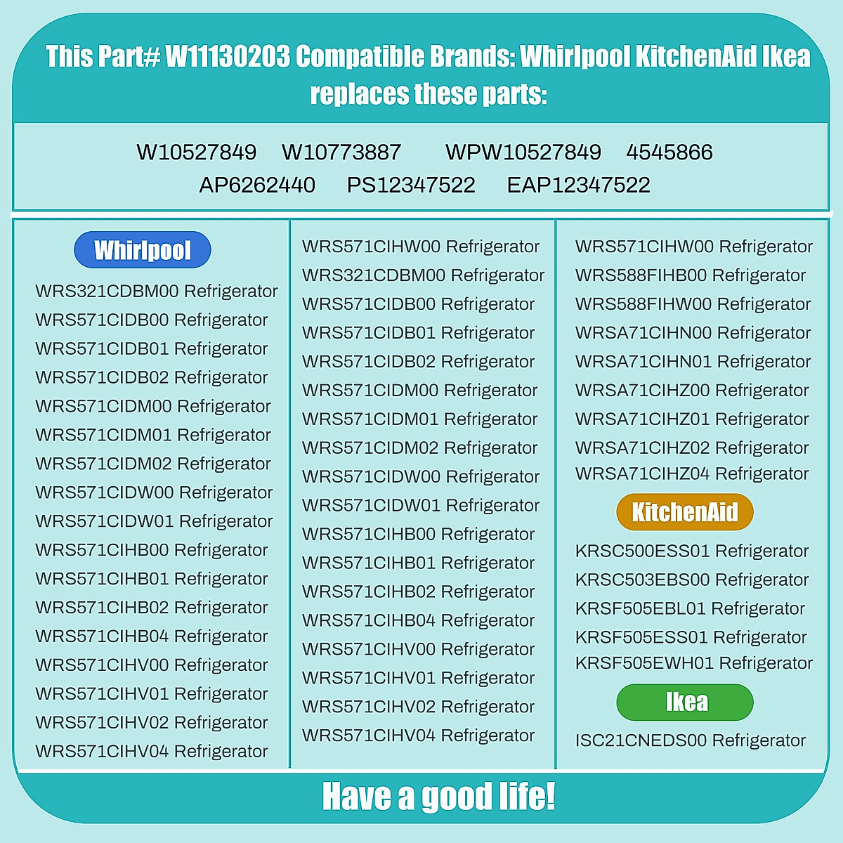 Upgraded W11130203 Freezer Shelf, Compatible with whirlpool Refrigerator WRS571CIHZ WRS571CIHZ04 WRS571CIHZ01 Freezer Glass Shelf, Replacement W10527849 W10773887 AP6262440 PS12347522 4545866