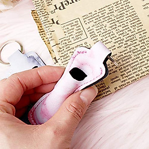 Pengxiaomei 3 Pcs Marble Chapsticks Holder for Lipstick, Lip Balm Gloss Holder, Valentine's Day Small Gift for Women Stocking Stuffers(Pink, Blue, Grey)