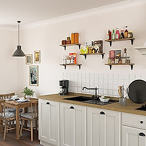 You Have Space Flota 17"x 4.5" Book Shelves, Floating Shelves for Living Room Decor, Bathroom Storage, Kitchen, Kids Room Natural Burned Set of 5