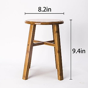 XXYOUPIN Little Wood Stool 8.2 Inch Step Stool Bamboo Seat Stool Milking Stool, Anti Slip Small Short Stool for Adults, Shoe Changing, Home,Bedside Small Plant Stand Outdoor Stool(Natural)