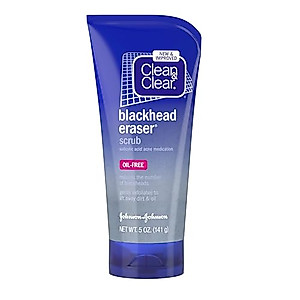 Clean & Clear Blackhead Eraser Oil-Free Facial Scrub with 2% Salicylic Acid Acne Medication, Exfoliating Daily Face Scrub for Acne-Prone Skin Care, 5 oz