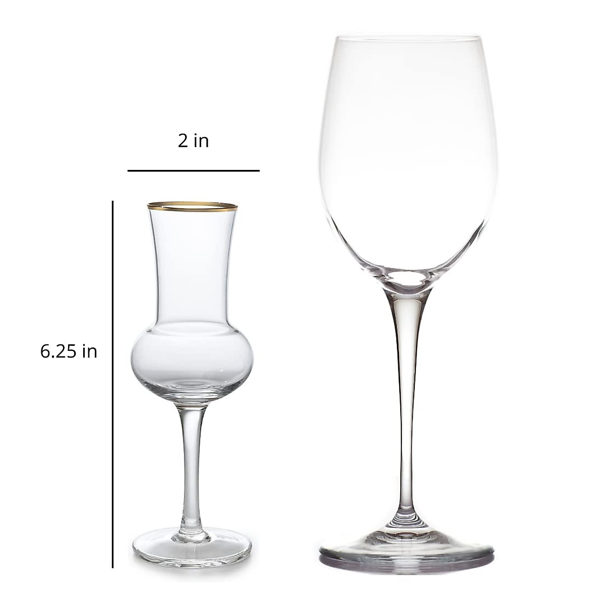The Wine Savant Crystal Set of 6 Grappa Glasses 3oz Post Dinner Drinks, Italian Tulip Shape, Tasting Glasses, Perfect For Nosing and Sipping, Glasses for Absinthe, Aperol, Sherry, Aperitif, Scotch