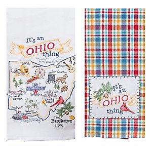 2 Piece Kay Dee Home State Of Ohio Embroidered Kitchen Towel Bundle