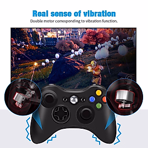 YAEYE Wireless Controller for Xbox 360, 2.4GHZ Gamepad Joystick Wireless Controller for Xbox 360 Console and PC Windows 7,8,10 (Black)