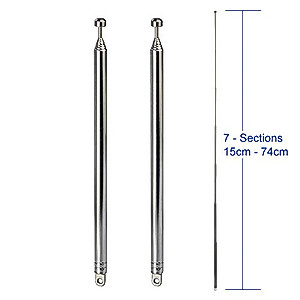 Bingfu 7 Sections Telescopic 74cm AM FM Antenna Portable Radio Antenna Replacement (2-Pack) Compatible with Indoor Portable Radio Home Stereo Receiver AV Audio Video Home Theater Receiver TV Tuner