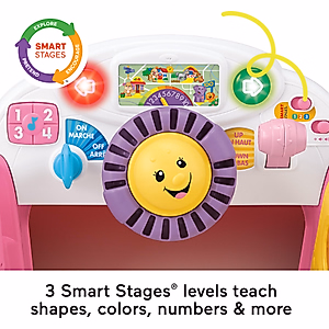 Fisher-Price Baby Learning Toy Laugh & Learn Crawl Around Car Activity Center with Smart Stages for Infants Ages 6+ Months, Pink (Amazon Exclusive)