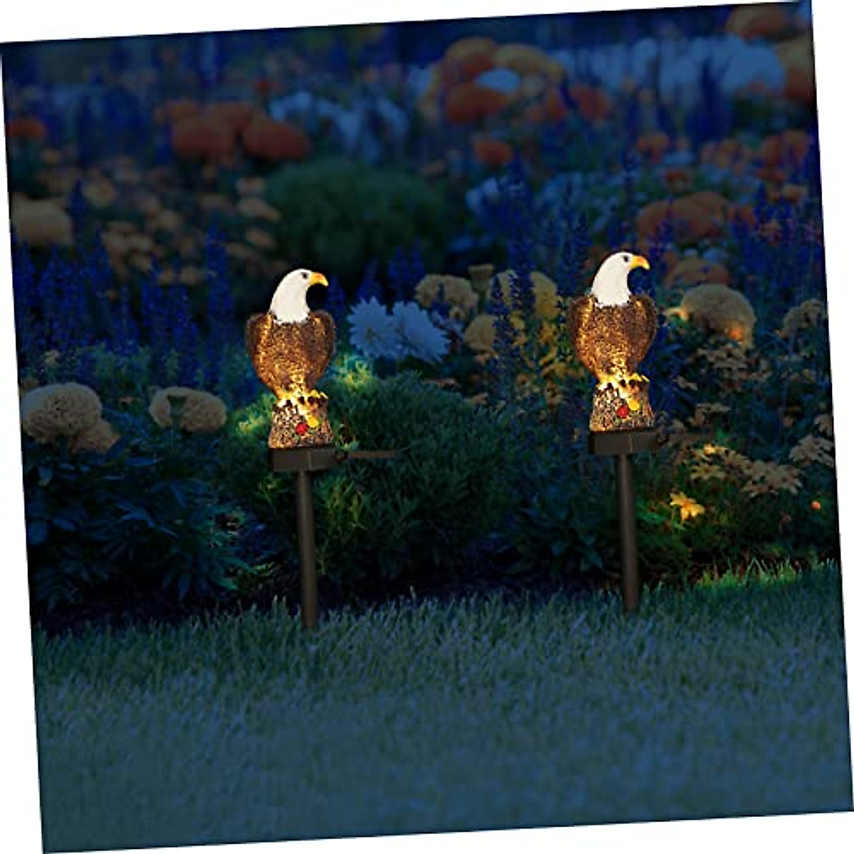 LABRIMP Lawn Decoration LED Balcony Decor Lamppost Solar Stake Lights Stakes Decorative Figurine Owl Patio Ground Outdoor Pathway Garden Light Ornament for Lamp Insert Yard Eagle