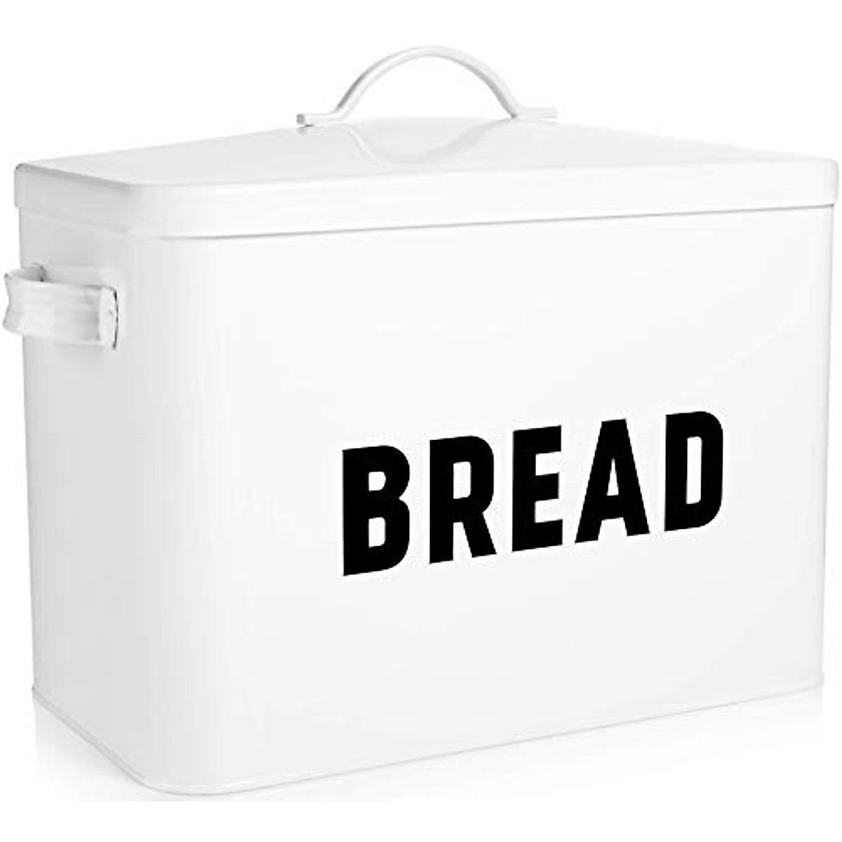 Bread Box for Kitchen Countertop - Extra Large Keeps 2+ Loaves Fresh - White Metal Bread Storage Container Bin for Modern Farmhouse Kitchen