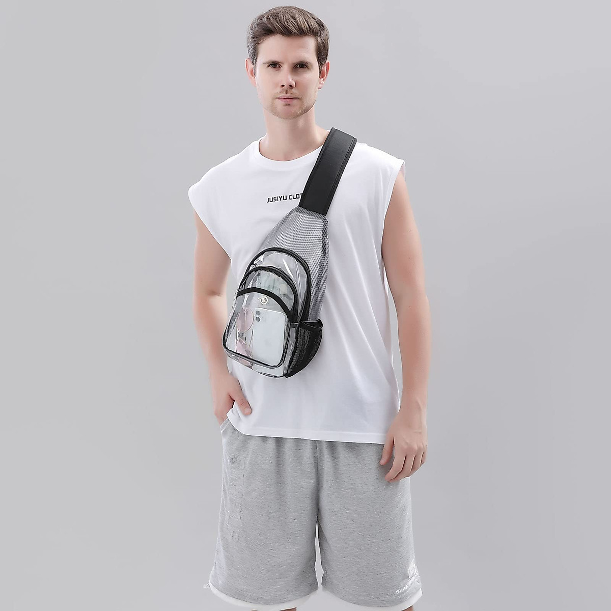 COVAX Clear Sling Bag Stadium Approved, Small Clear Shoulder Backpack, Casual Clear Crossbody Chest Bag for Women & Men