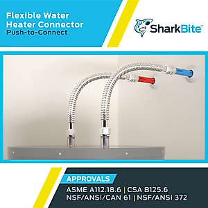SharkBite 3/4 Inch x 1 Inch FIP x 24 Inch Stainless Steel Corrugated Flexible Water Softener Connector, Push to Connect Brass Plumbing Fitting, PEX Pipe, Copper, CPVC, PE-RT, SS3086FLEX24LF