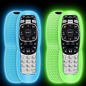 2 Pack Protective Case for DirecTV RC73 Remote Control,Silicone Cover Remote Controller Skin Sleeve Replacement Compatible with DirecTV RC70,RC70H,RC71,RC71H,RC72,RC73B-Glow Blue,Glow Green