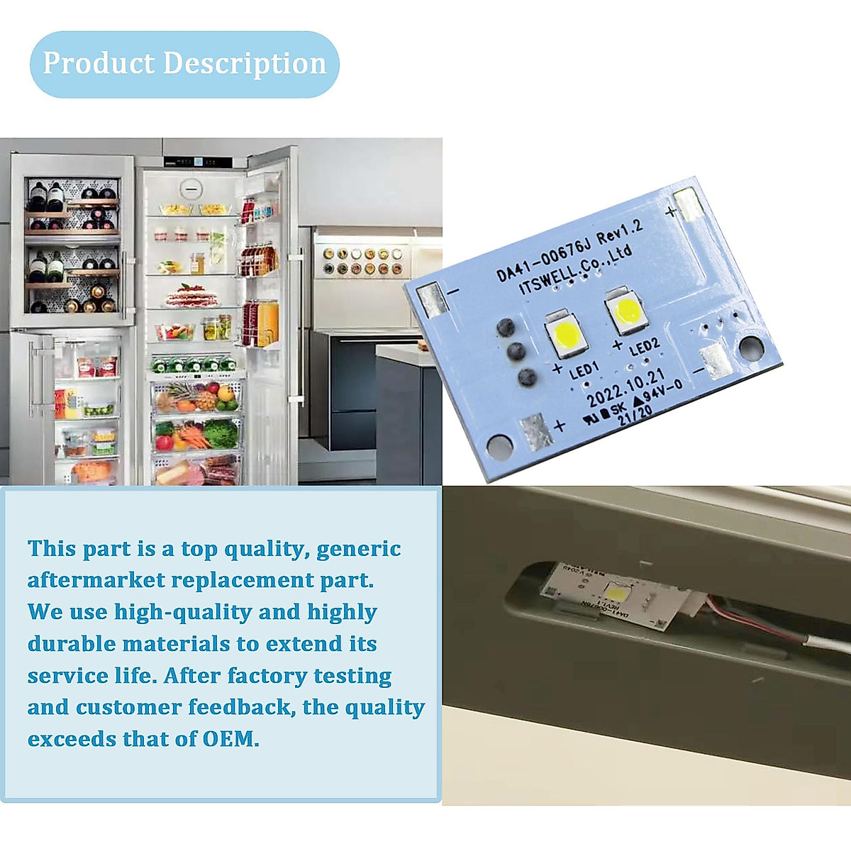 DA41-00676J led light Freezer LED Light Fit for Samsung Refrigerator AP6000168 PS11732779 EAP11732779