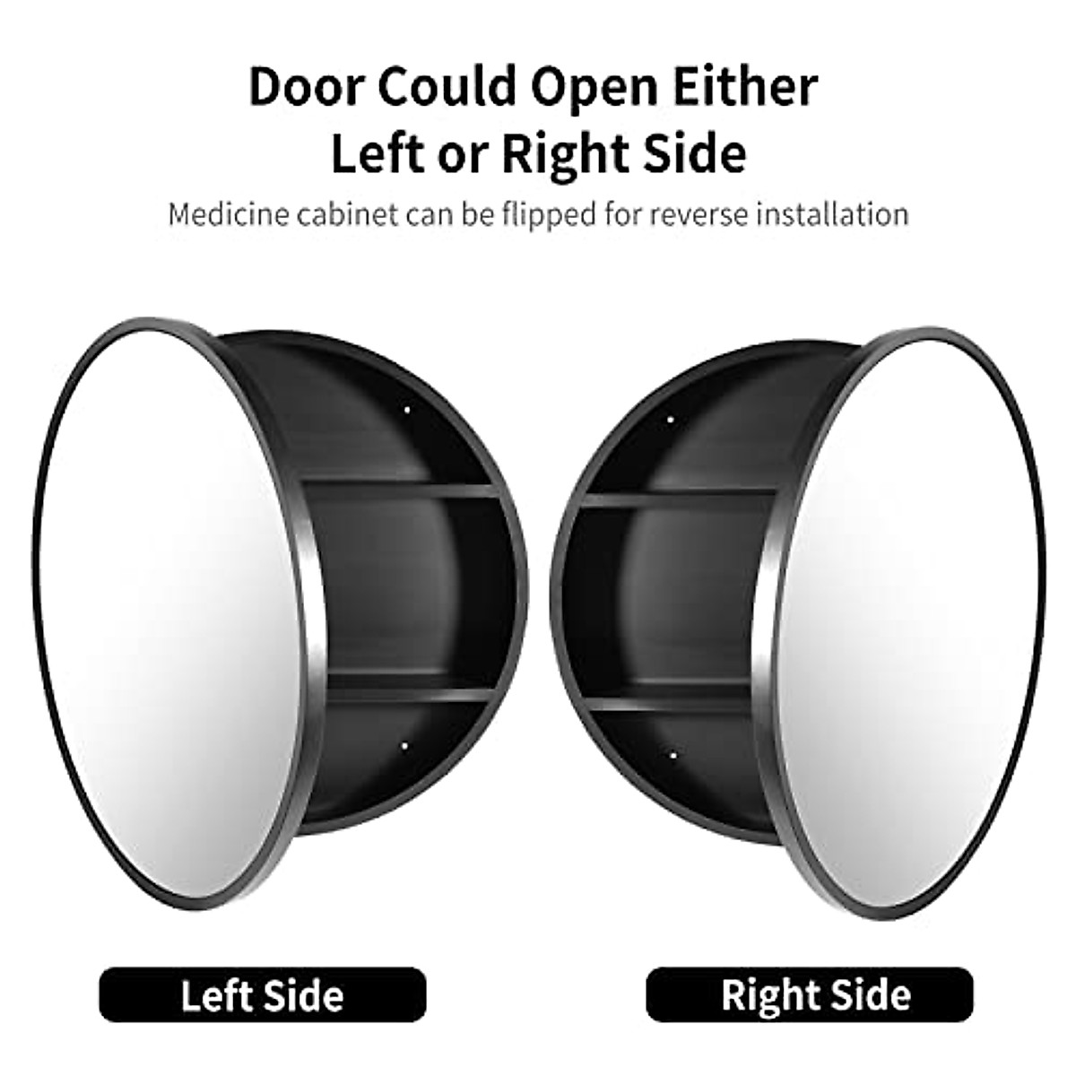 Movo 20 Inch x 20 Inch Round Bathroom Mirror Cabinet, Circular Medicine Cabinet, Wall Surface Mounted Storage Cabinet