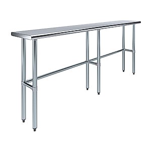 14 in. x 84 in. Open Base Stainless Steel Work Table | Residential & Commercial | Food Prep | Heavy Duty Utility Work Station | NSF