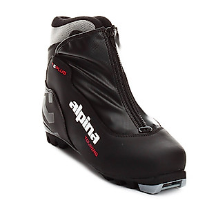 Alpina T5 Plus Cross-Country Nordic Touring Ski Boots with Zippered Lace Cover, Black, 43