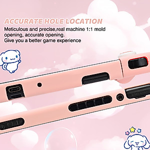 DLseego Dockable Protective Case for Switch, Newest Pattern Cover with Anti-Scratch and Shock-Absorption Design Hard Cover with 2 pcs Thumb Grips – Pink Sleepy Rabbit