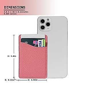 MISXIAO Premium Leather Phone Card Holder Stick On Wallet for iPhone and Android Smartphones, Pink
