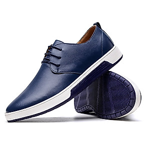 konhill Men's Casual Oxford Shoes Breathable Flat Fashion Lace-up Dress Shoes,Navy,45