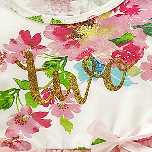 2nd Birthday Outfit Girl Two Year Old Birthday Outfit (Pink-Long Sleeve,2T)