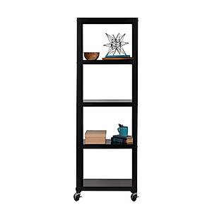Space Solutions RTA 72-inch High Mobile 5-Shelf Metal Bookcase Black