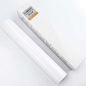 HTV Iron on Vinyl 12 inch x15 Feet Roll by CAREGY Easy to Cut & Weed Iron on Heat Transfer Vinyl DIY Heat Press Design for T-Shirts Glossy White